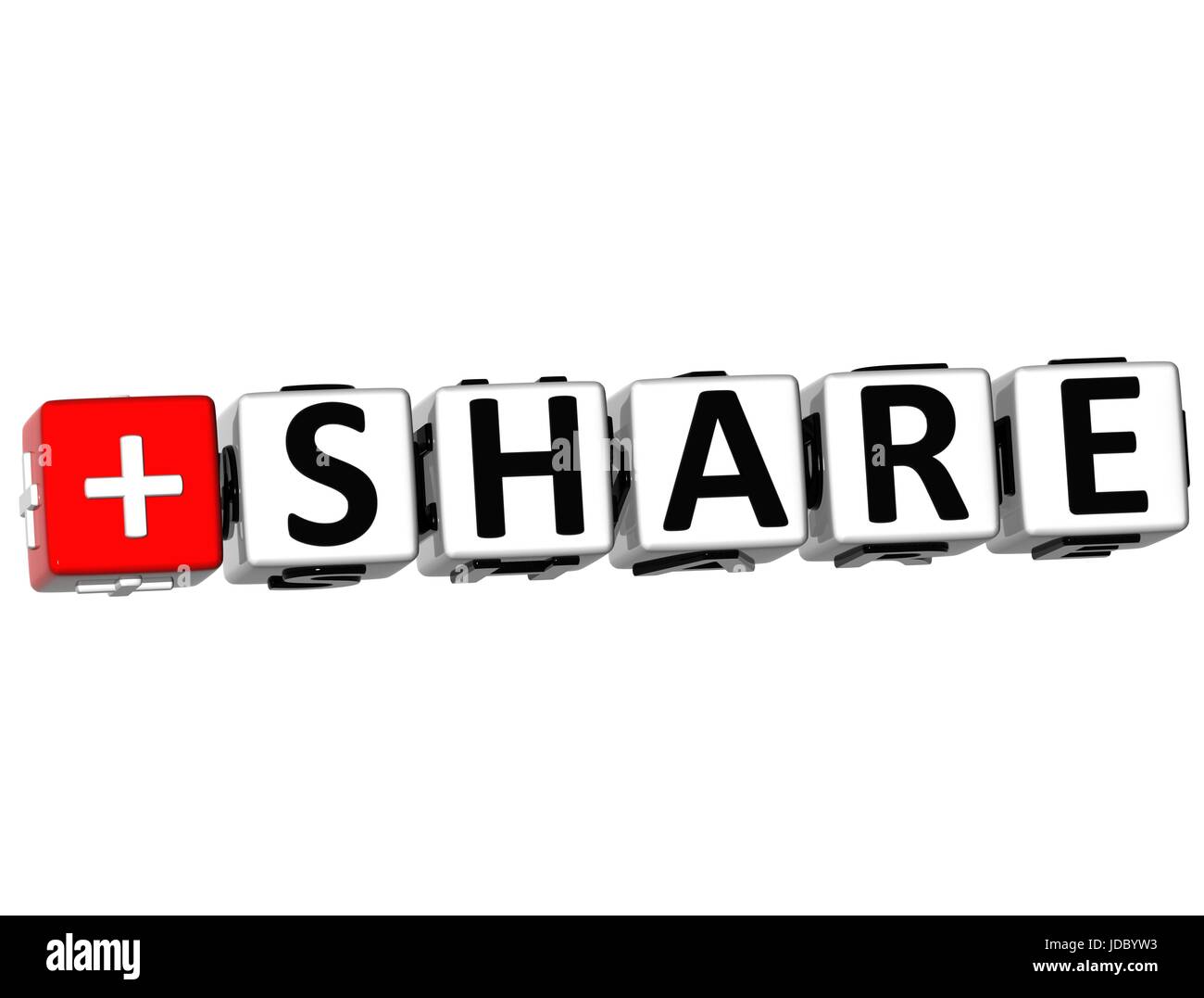 3D Share block text over white background Stock Photo - Alamy