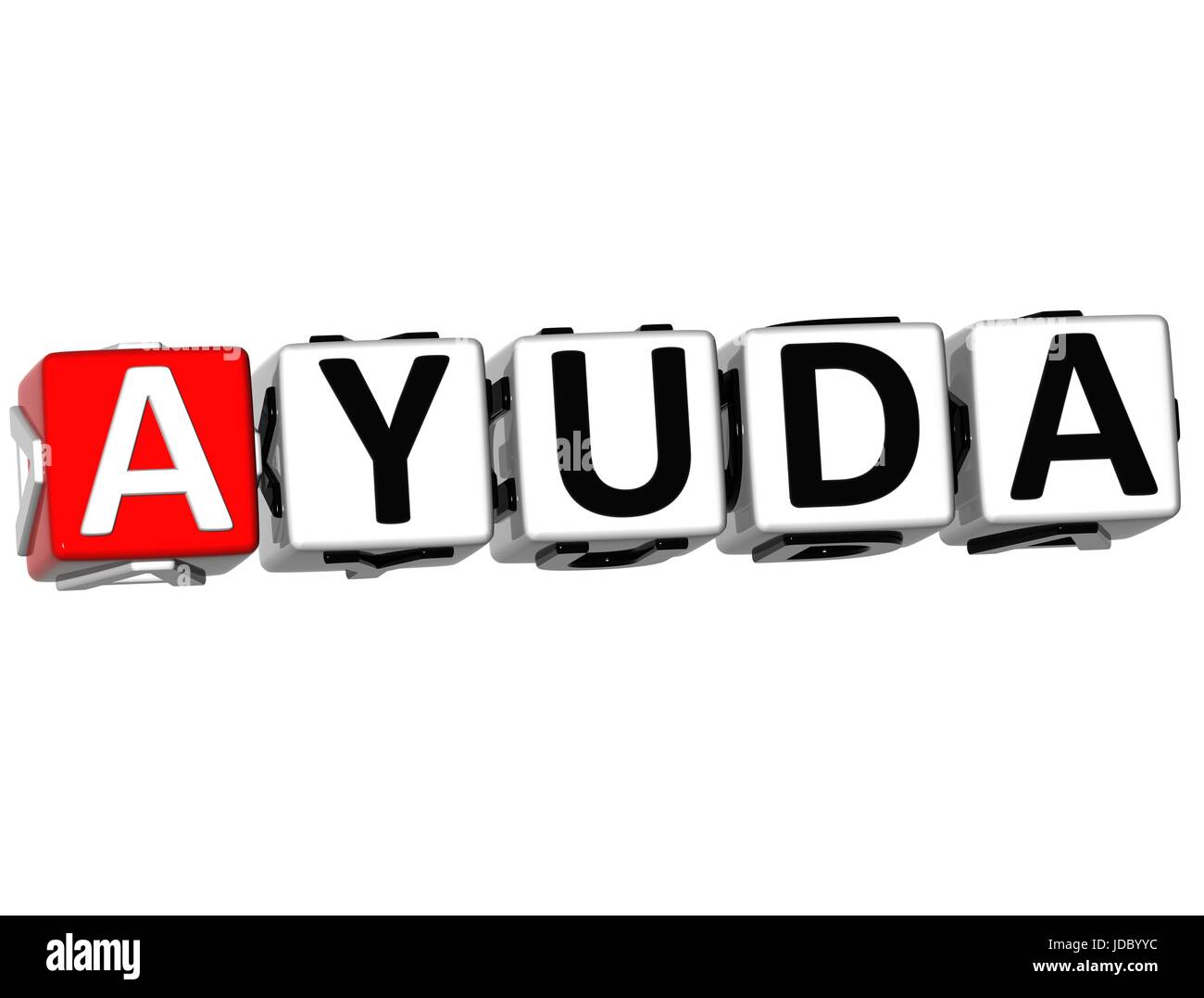 3D Ayuda Block Text on white background Stock Photo - Alamy