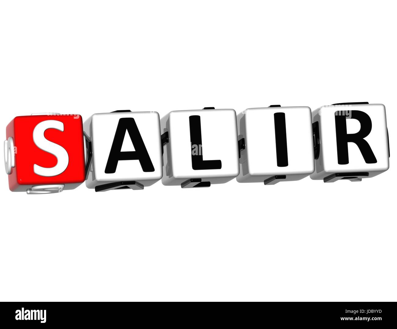 3D Salir Block Text on white background Stock Photo - Alamy