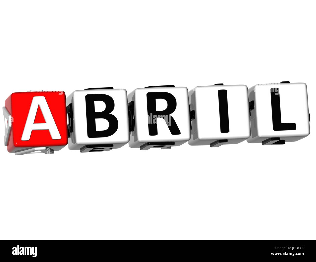 3D Abril Block Text on white background Stock Photo - Alamy