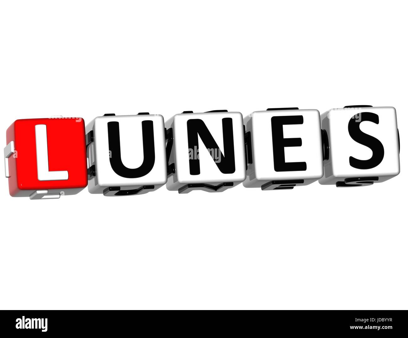 3D Lunes Block Text on white background Stock Photo - Alamy