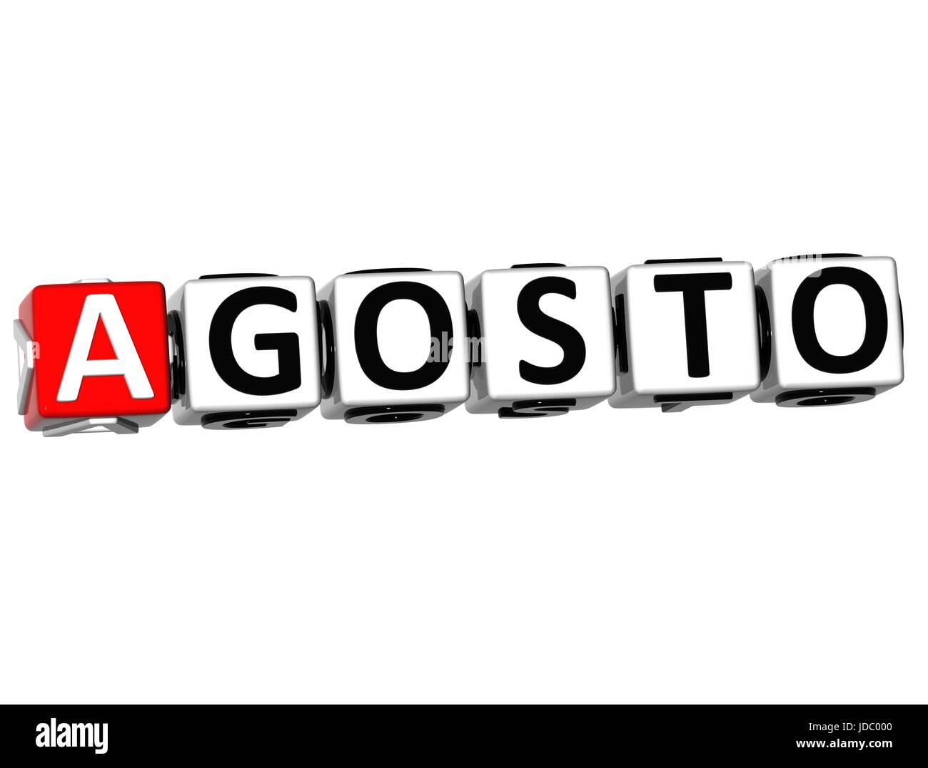 3D Agosto Block Text on white background Stock Photo - Alamy