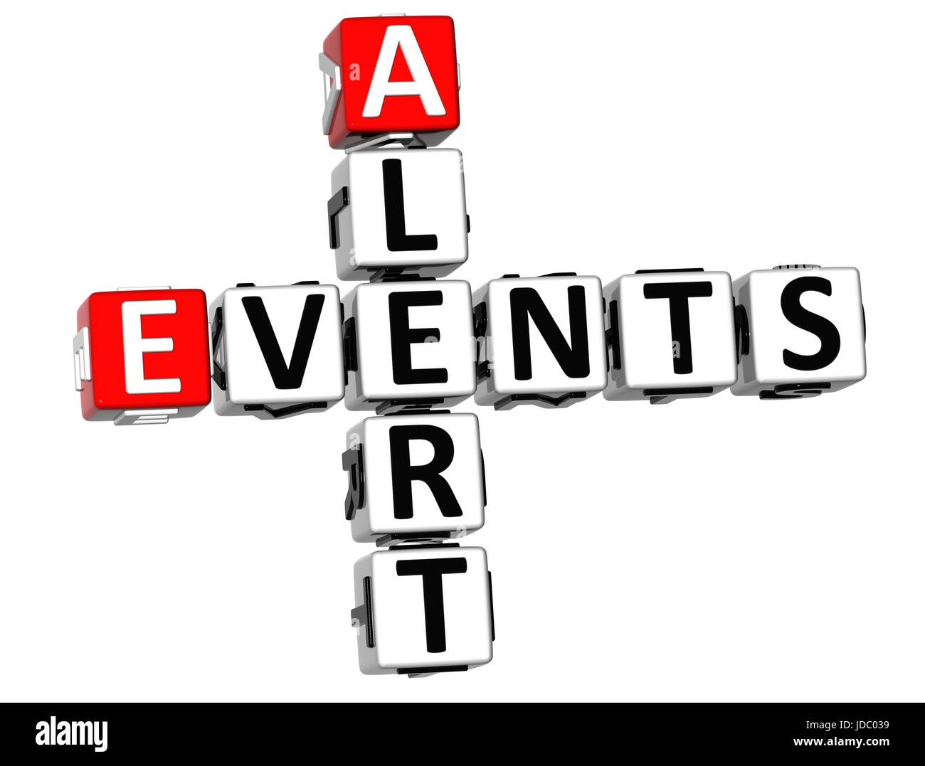 3D Events Alert Crossword on white background Stock Photo - Alamy