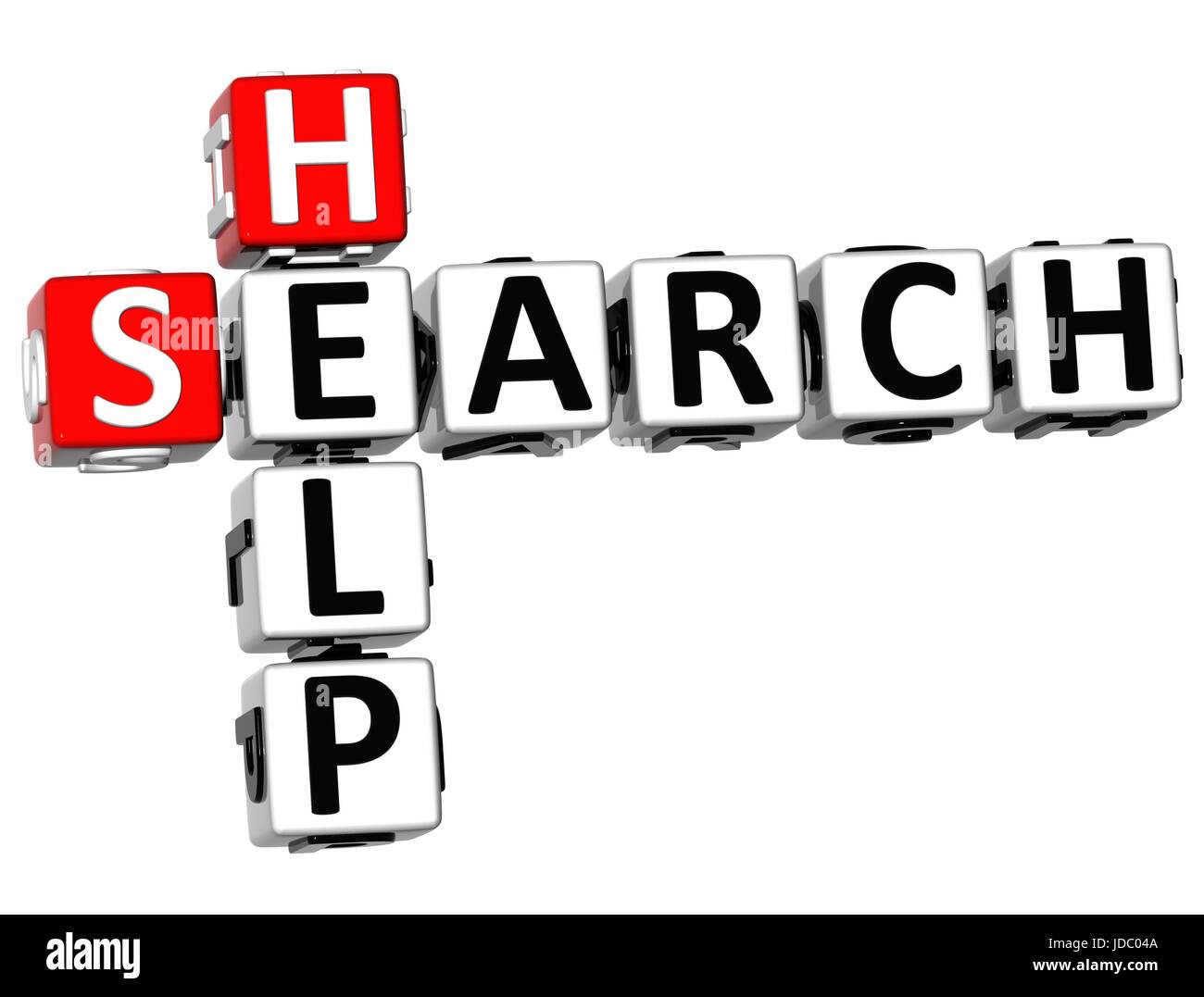 3D Search Help Crossword on white background Stock Photo - Alamy