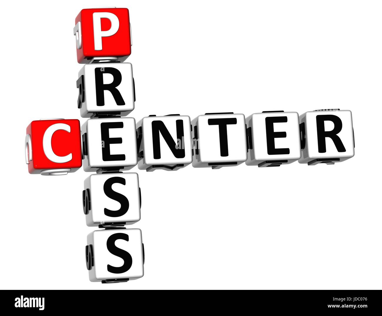 3D Press Center Crossword on white background Stock Photo - Alamy