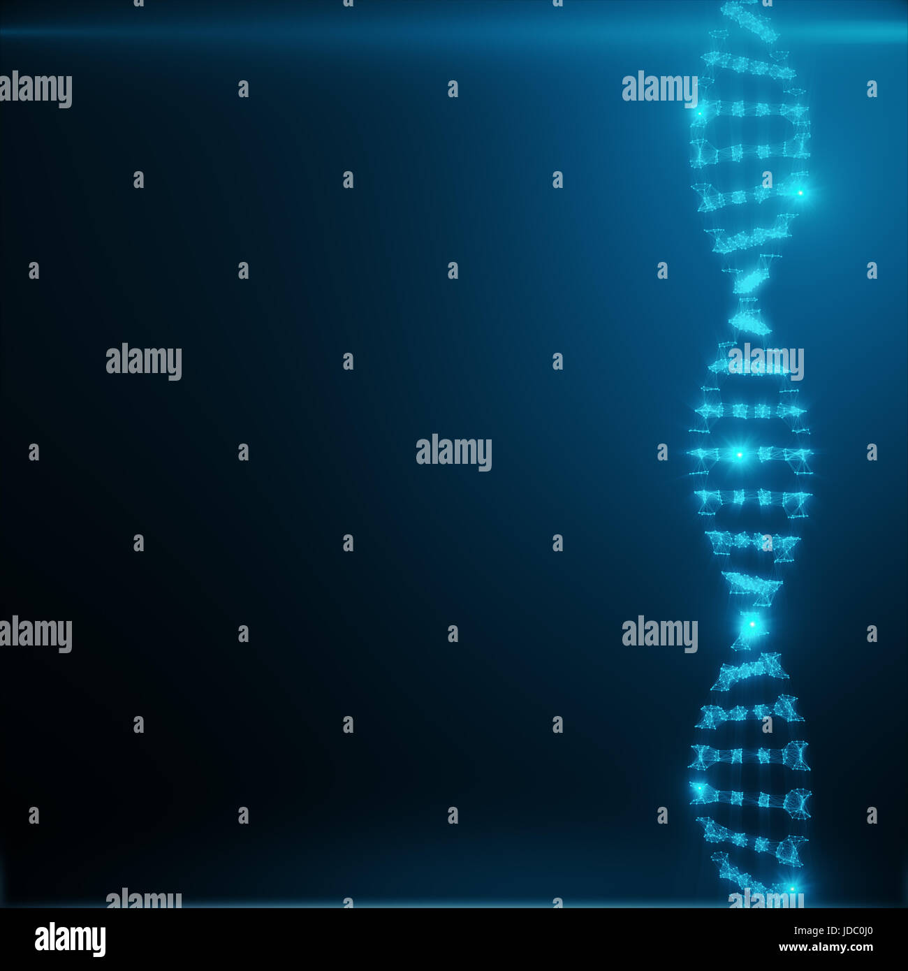 Polygonal DNA Concept onsisting of Blue Dots and Lines. Digital ...