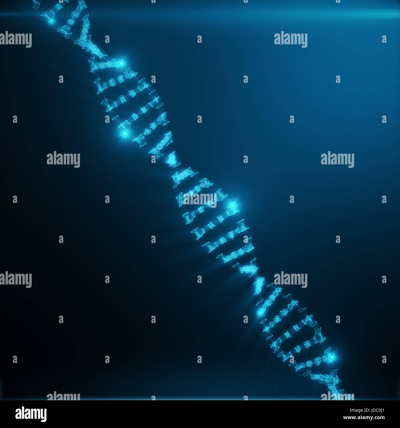 Polygonal DNA Concept onsisting of Blue Dots and Lines. Digital ...
