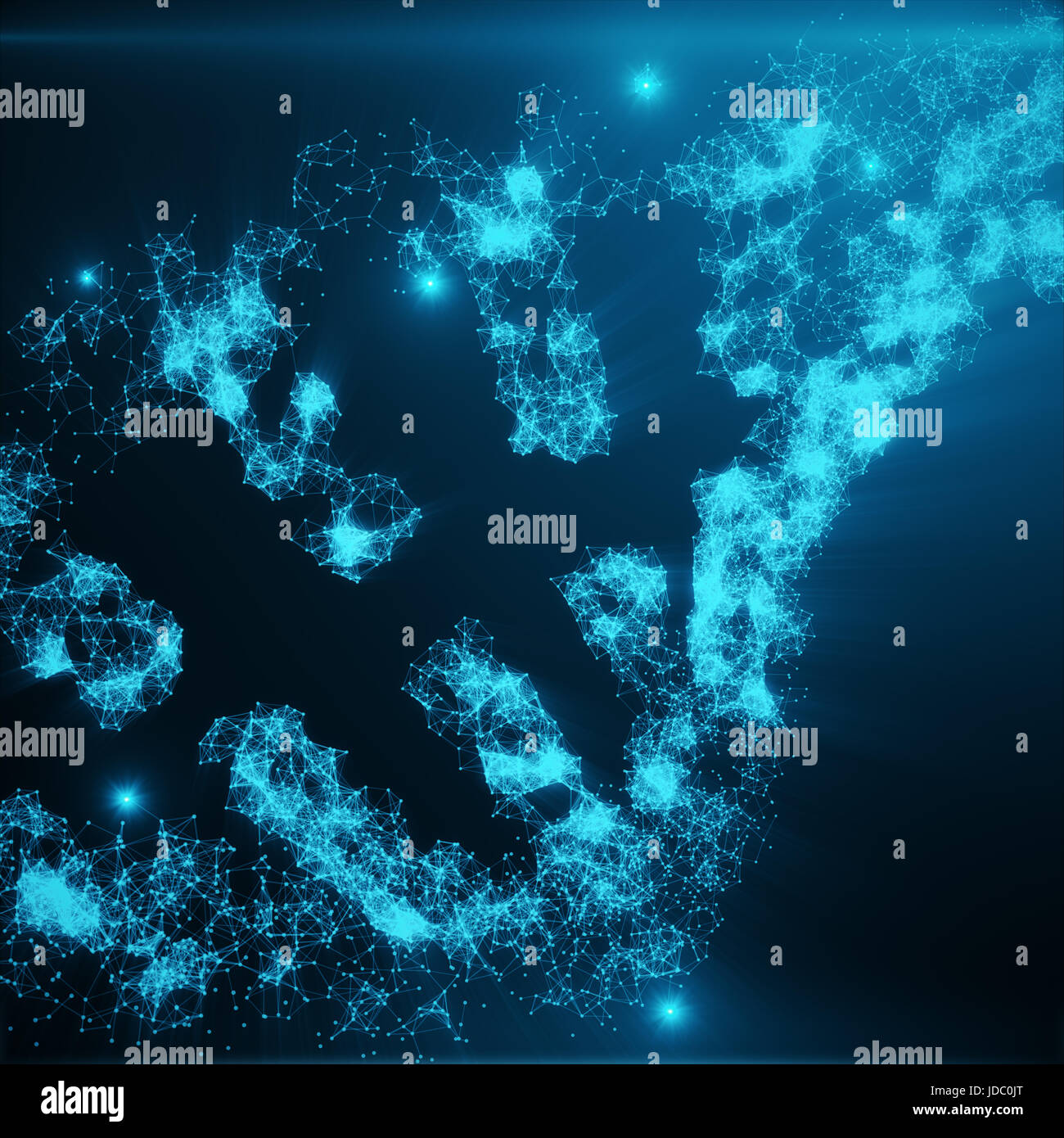 Polygonal DNA Concept onsisting of Blue Dots and Lines. Digital ...