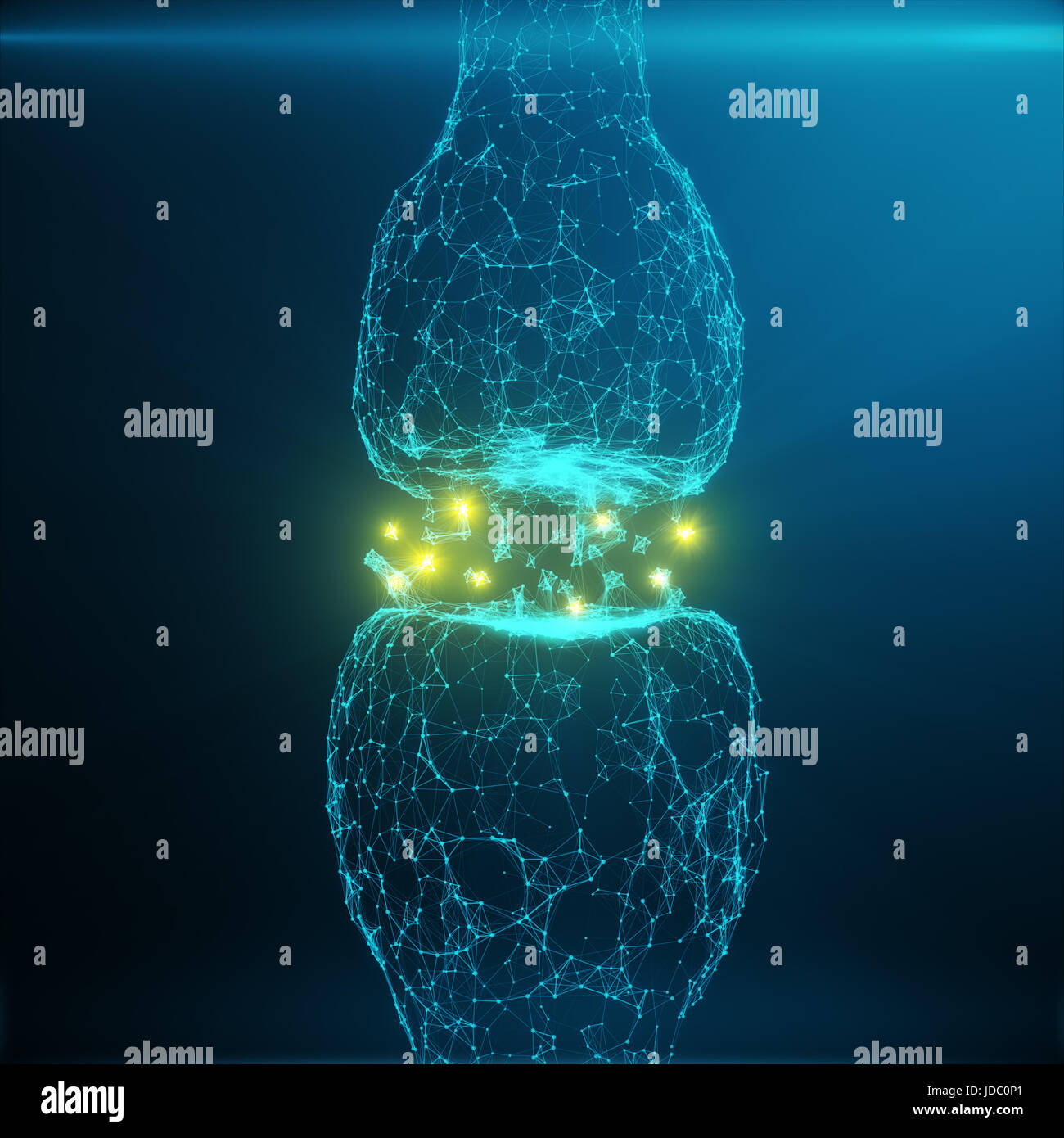 Blue glowing synapse. Artificial neuron in concept of artificial ...