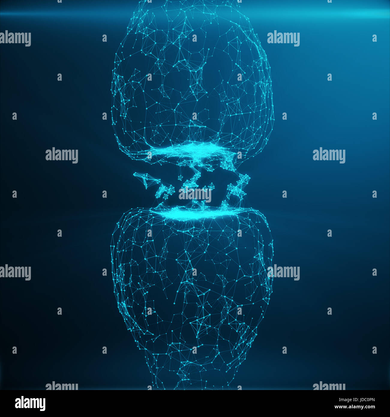 Blue glowing synapse. Artificial neuron in concept of artificial ...