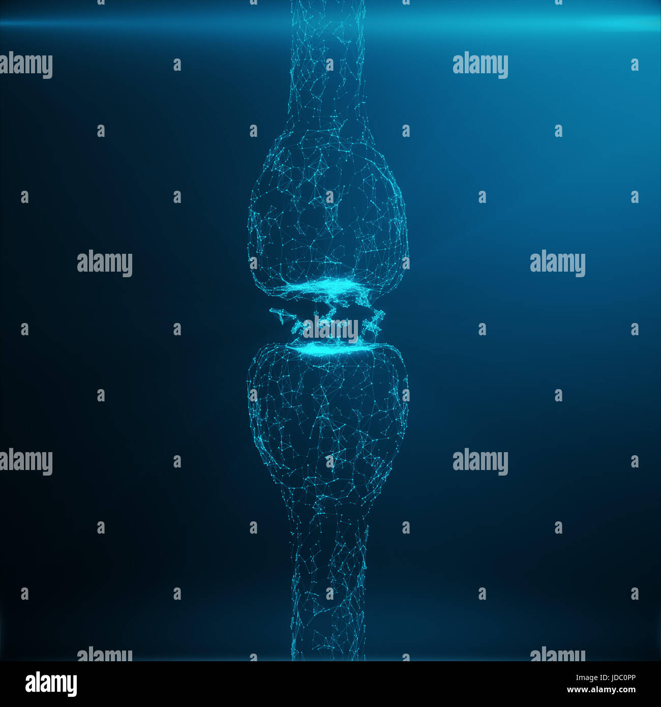 Blue glowing synapse. Artificial neuron in concept of artificial ...