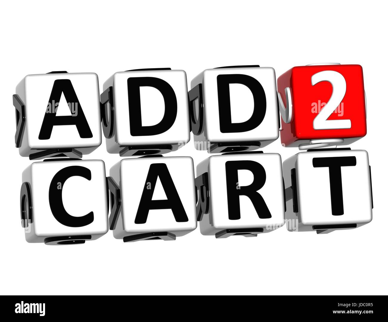Add to Cart cube text on white background Stock Photo - Alamy