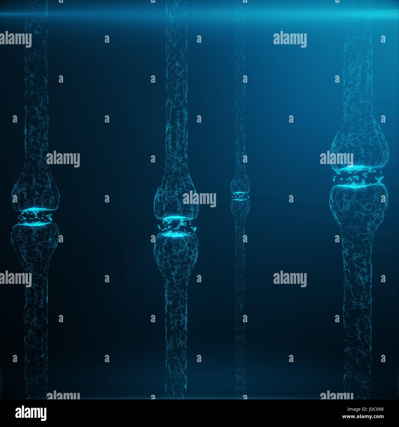 Blue glowing synapse. Artificial neuron in concept of artificial ...