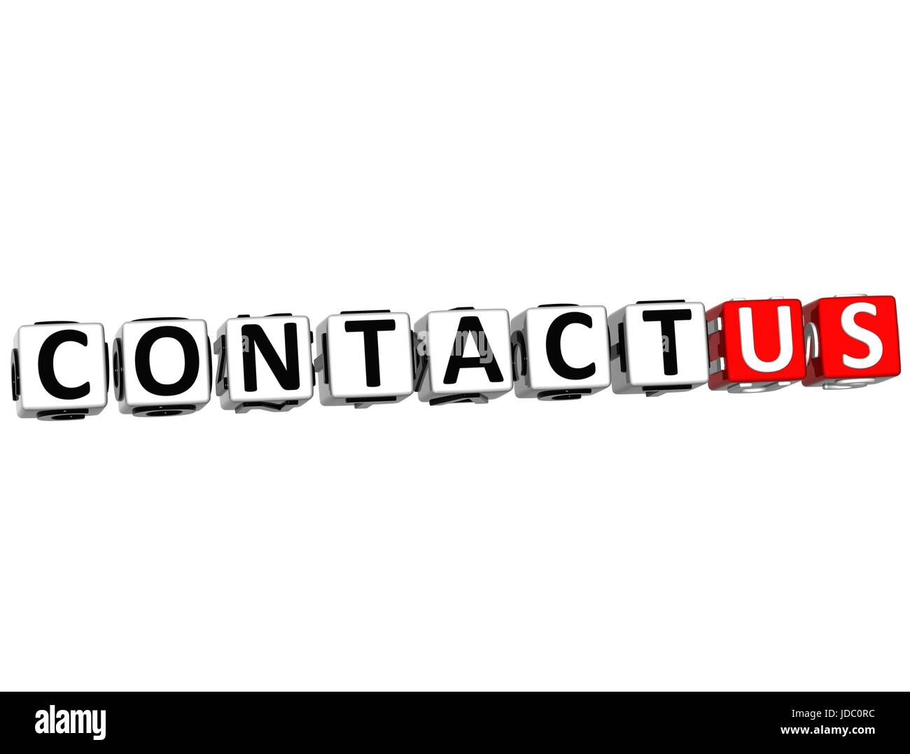3D Contact Us cube text on white background Stock Photo - Alamy