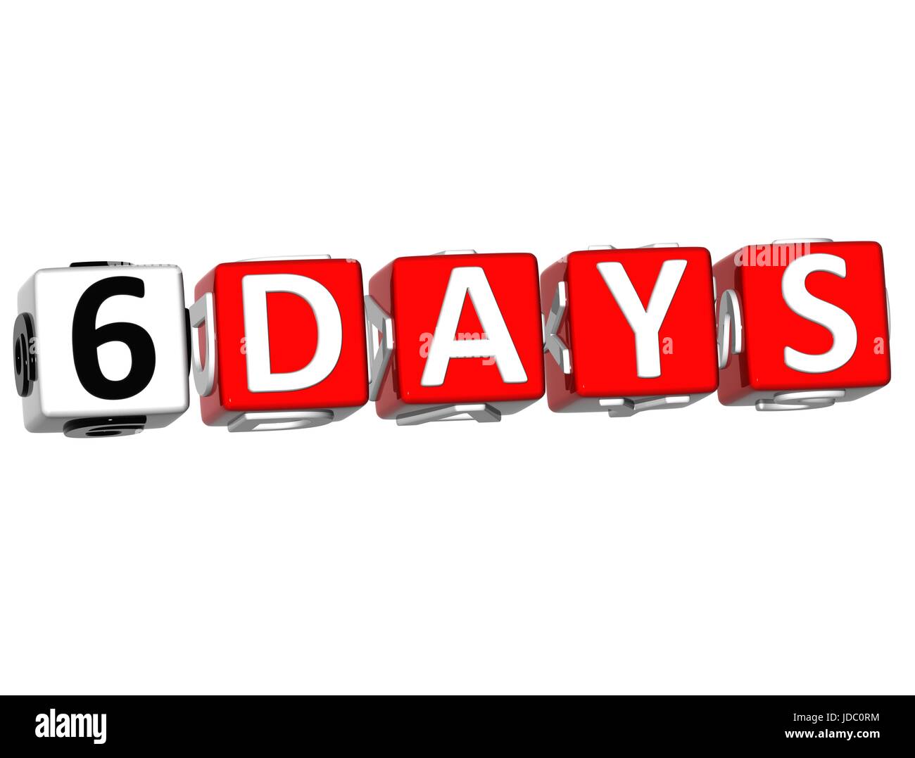 Six Days cube text on white background Stock Photo - Alamy