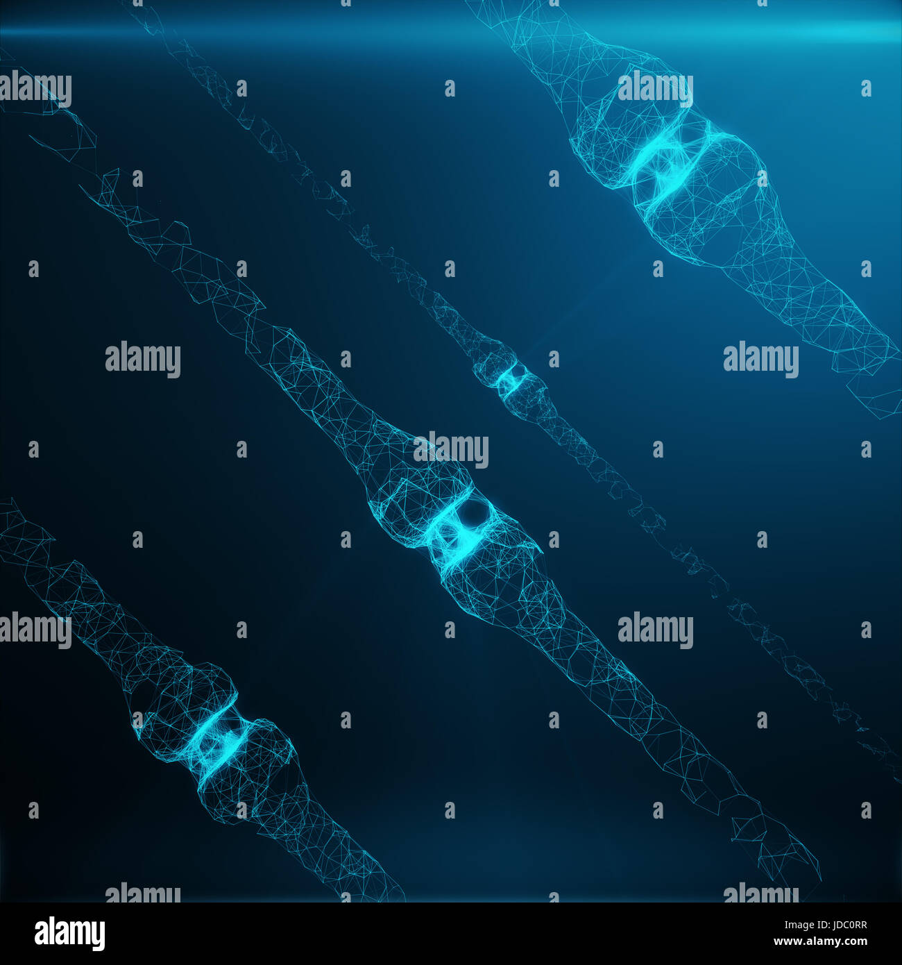 Blue glowing synapse. Artificial neuron in concept of artificial ...