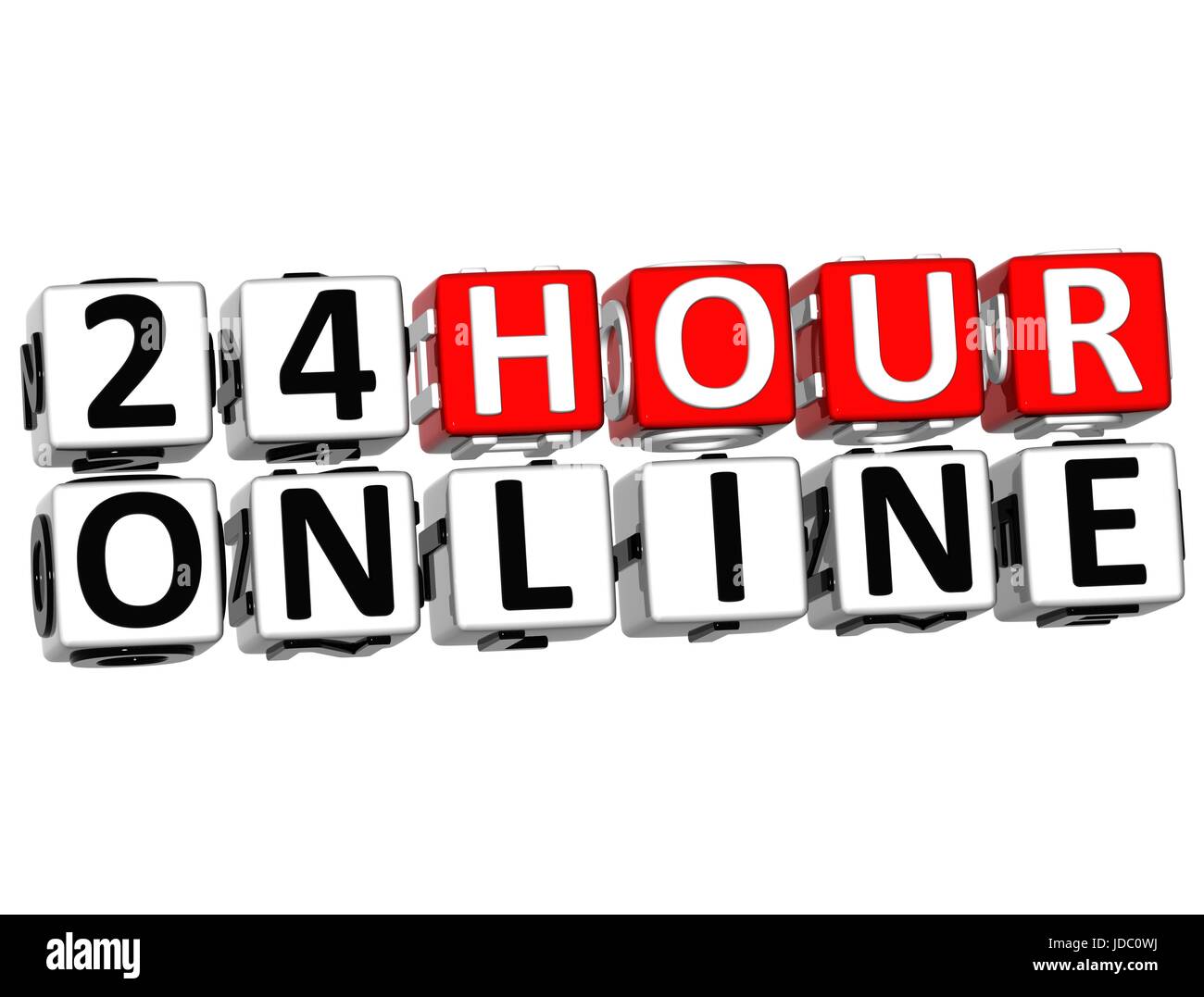 3D All Day Online Cube Text on white background Stock Photo - Alamy