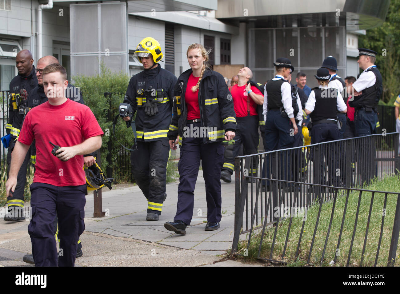 Fire Brigade officers search for a fire at Norland House, in White City ...
