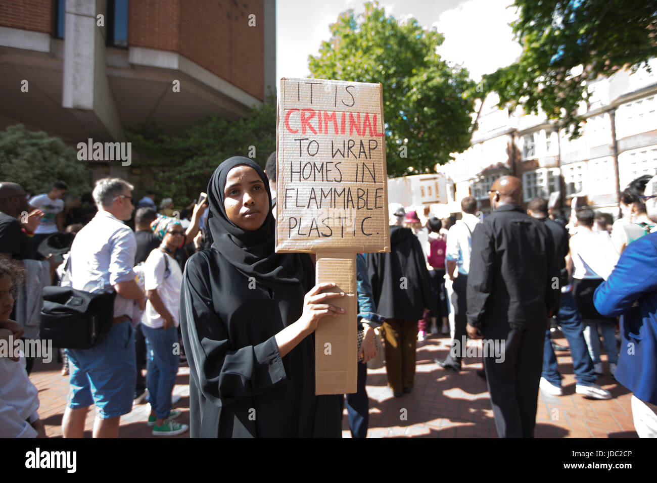 Grenfell Tower protest movement, Grenfell Tower fire disaster, outside ...