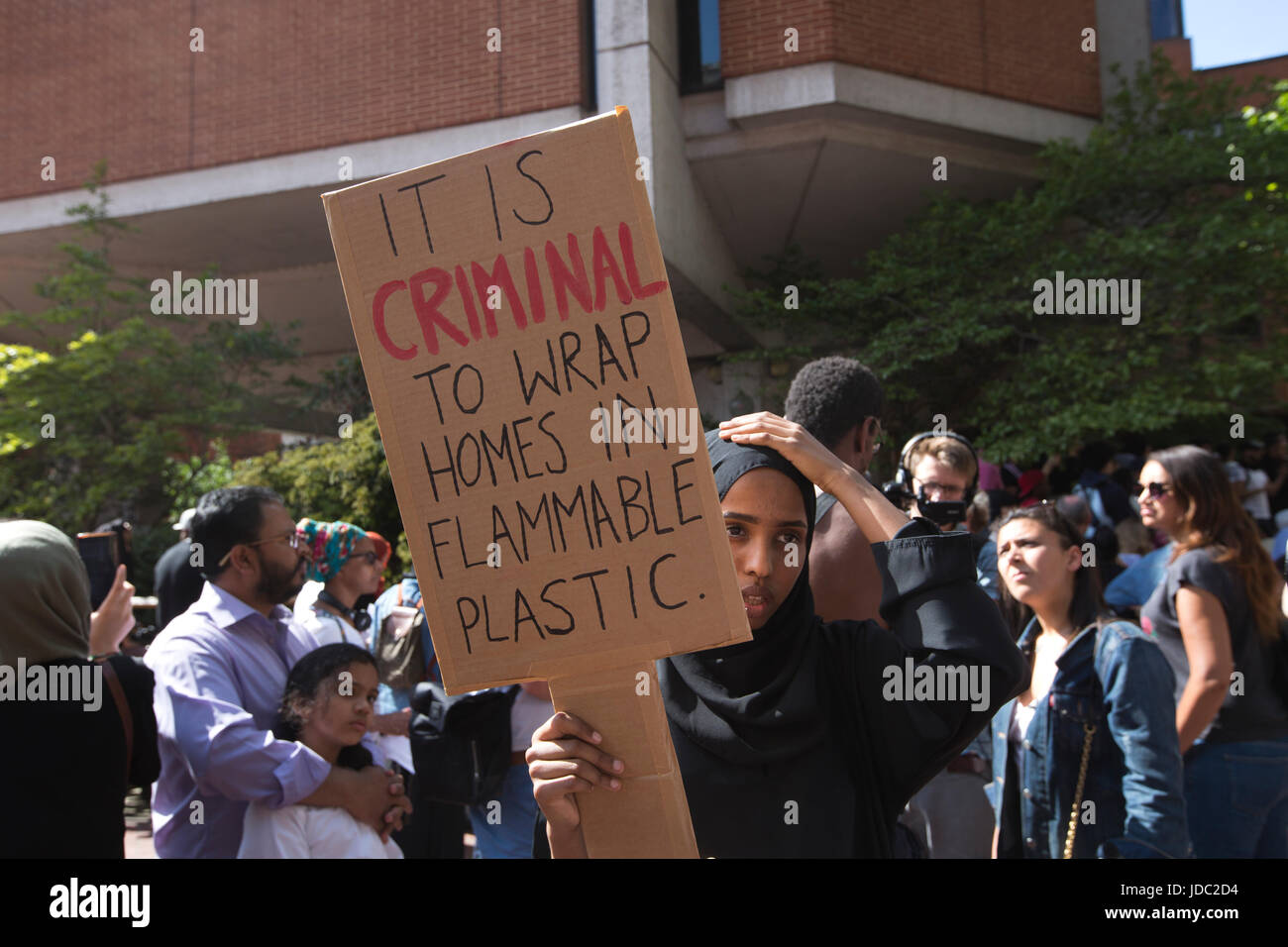 Grenfell Tower protest movement, Grenfell Tower fire disaster, outside ...
