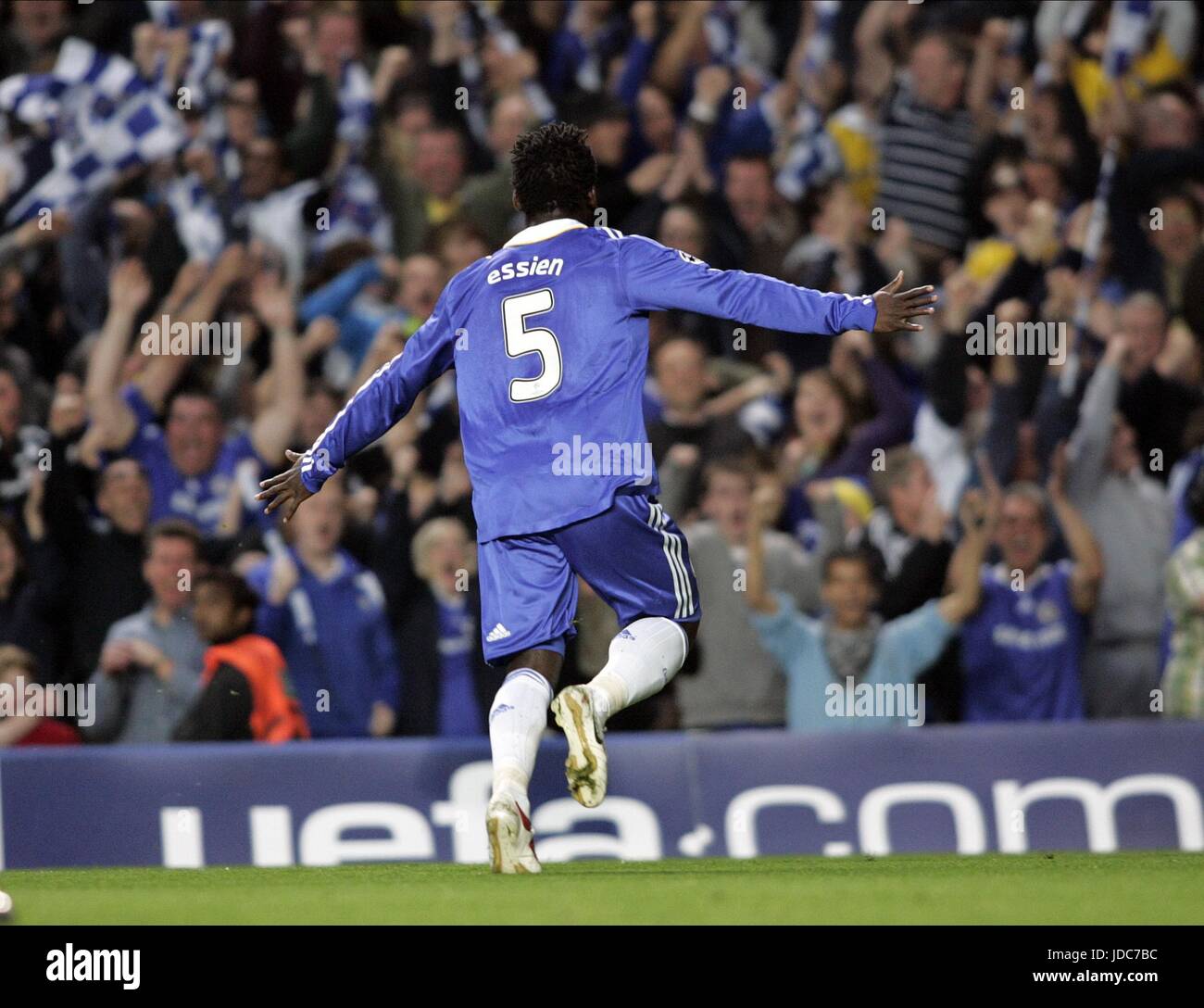MICHAEL ESSIEN CELEBRATES OPEN CHELSEA V BARCELONA STAMFORD BRIDGE ...