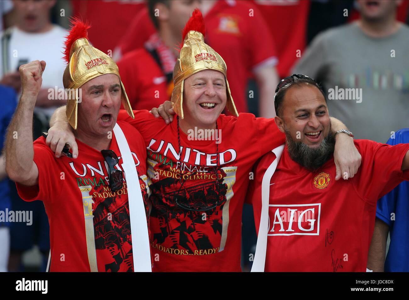 UNITED FANS CHEER ON TEAM BARCELONA V MANCHESTER UNITED STADIO OLIMPICO ...