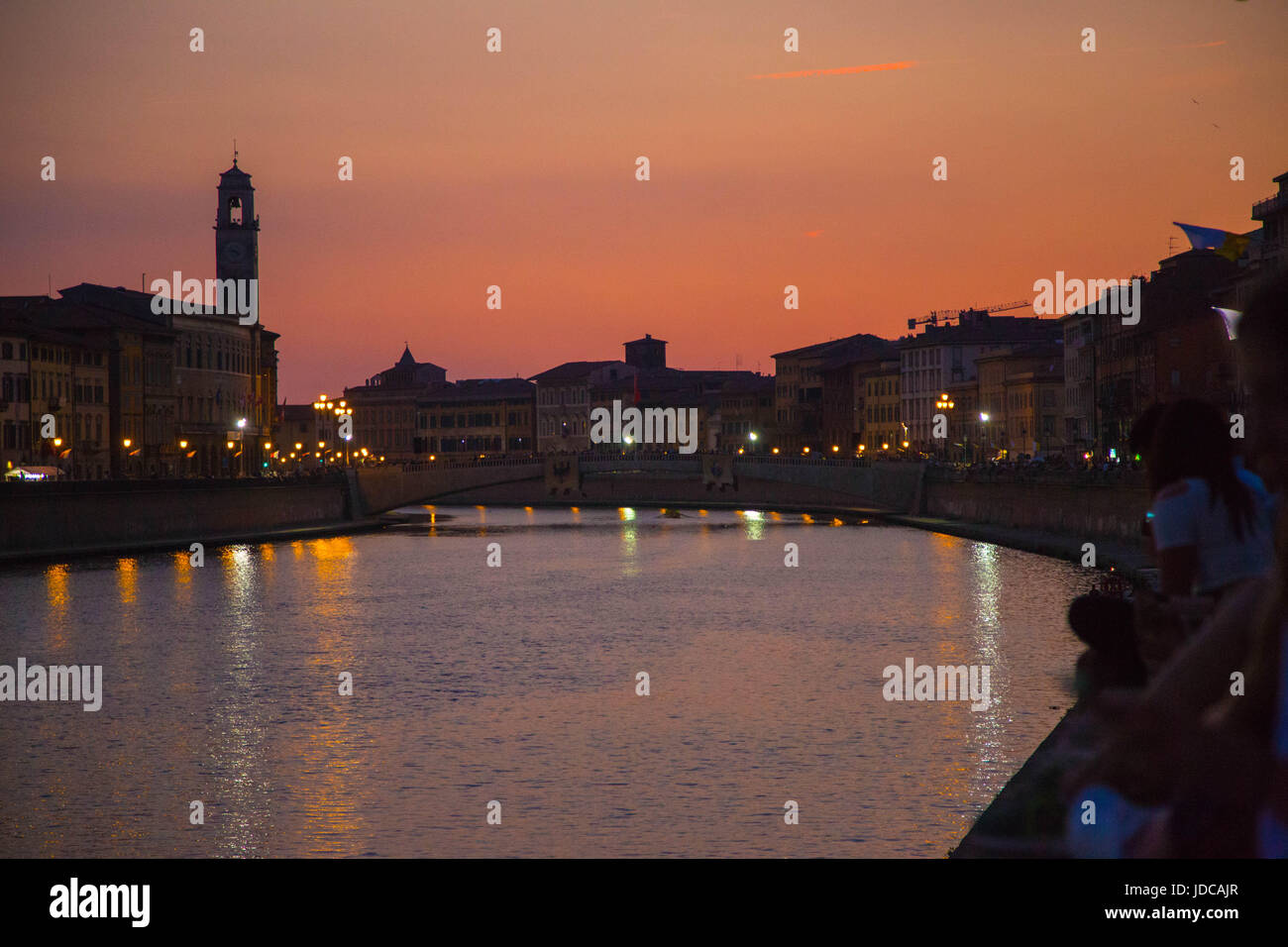 Traditional San Ranieri Regatta in Pisa. The famous Luminaria is ...