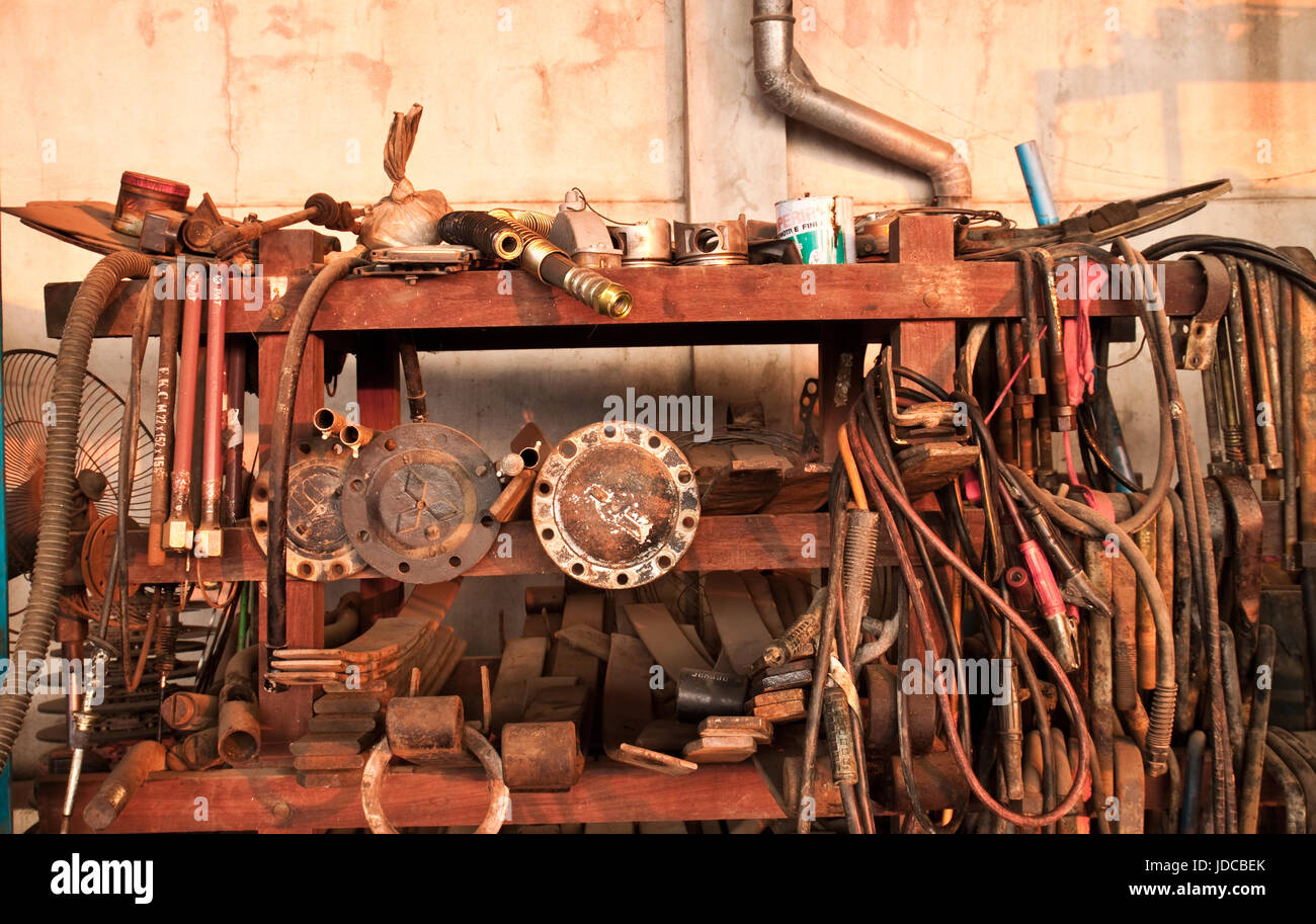 Metal waste and scrap the old car parts Stock Photo - Alamy