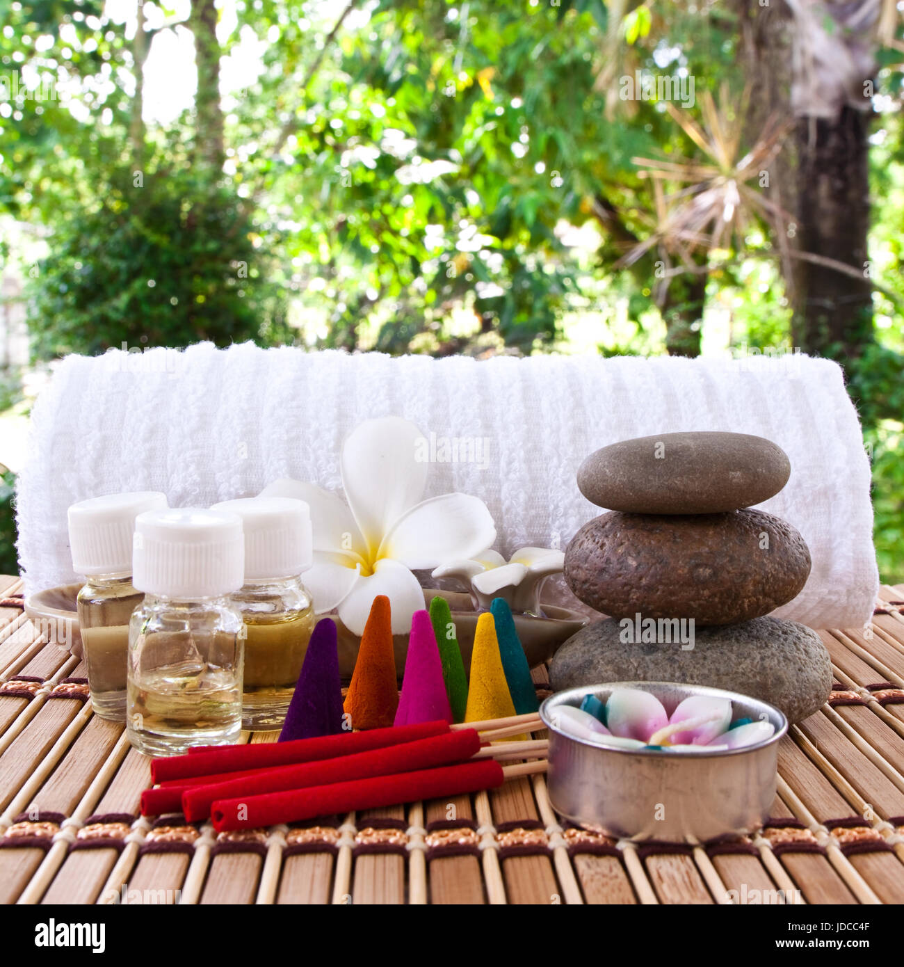 Set of aroma in spa for relax Stock Photo - Alamy