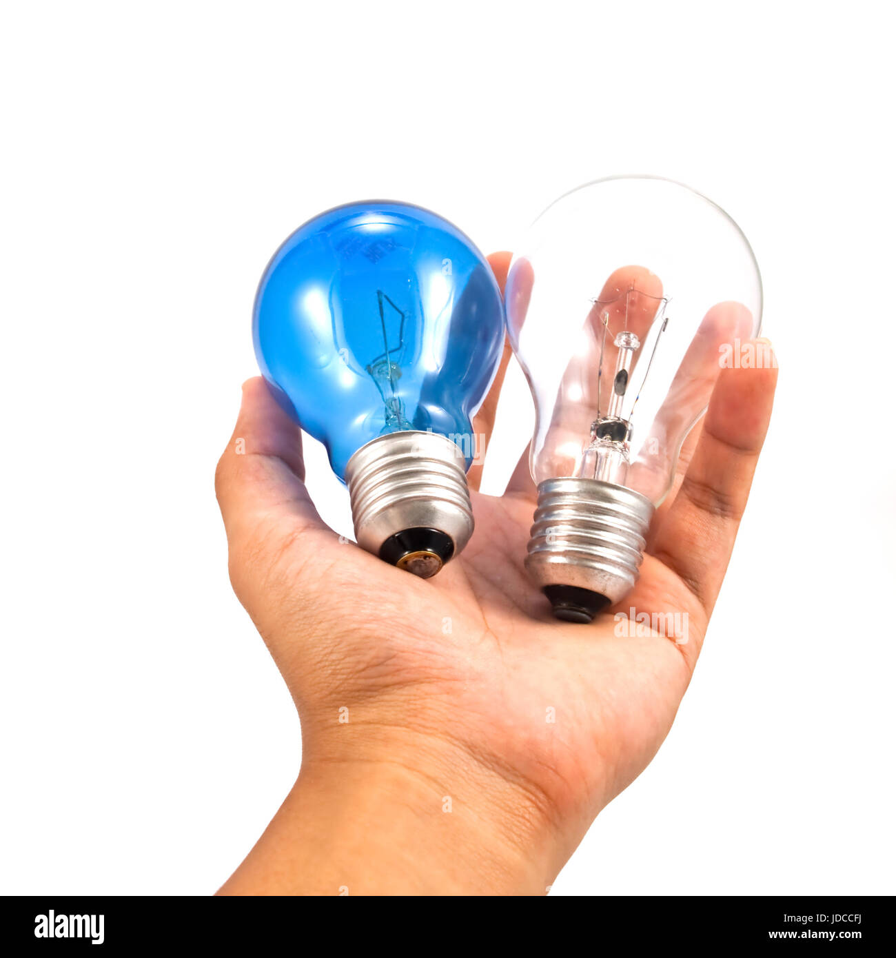 Lightbulb in a hand isolated on white background Stock Photo - Alamy