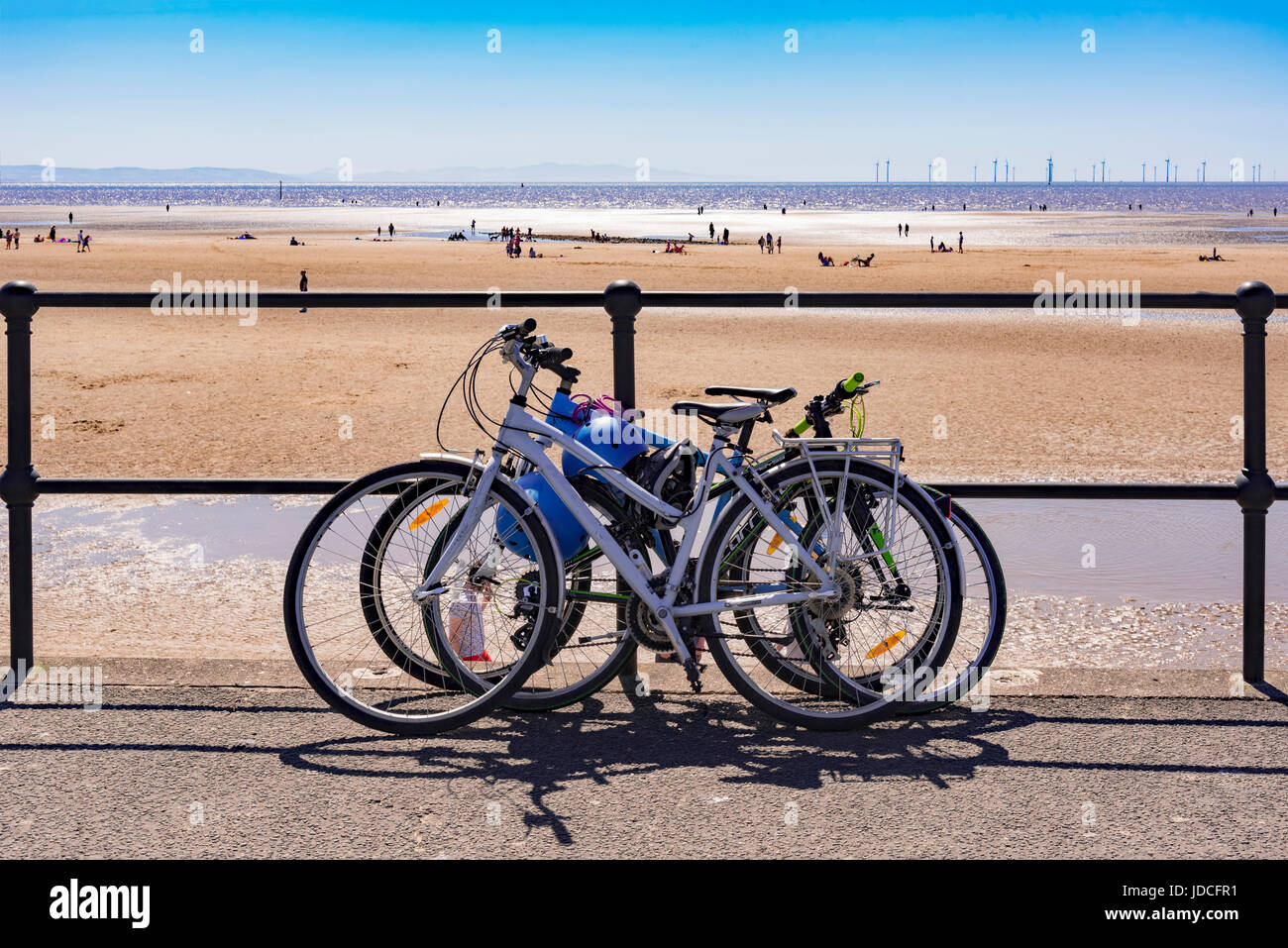 Summers dabikesy on Crosby beach. Merseyside Bikes Stock Photo - Alamy