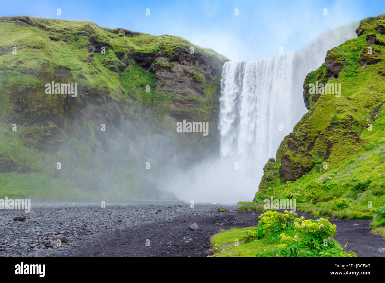 Famous Skogafoss waterfall on Skoga river. Iceland, Europe Stock Photo ...