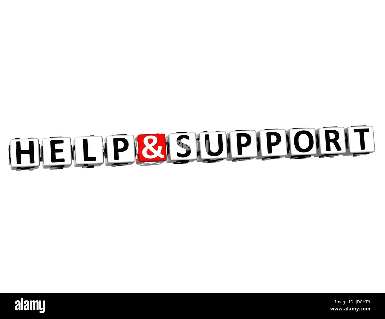 3D Help And Support Button Click Here Block Text over white background ...