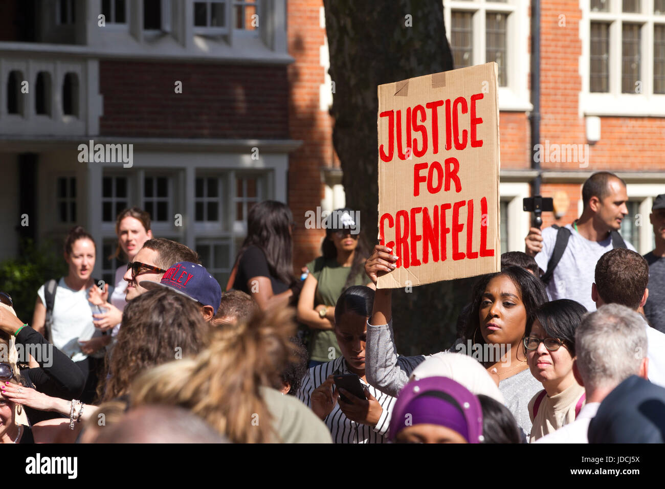 Grenfell Tower protest movement, Grenfell Tower fire disaster, outside ...