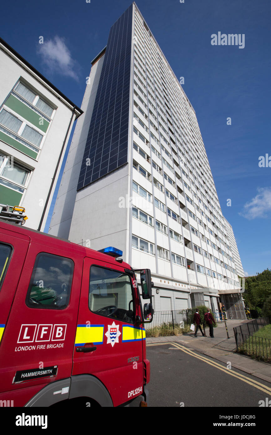 Fire Brigade officers search for a fire at Norland House, in White City ...