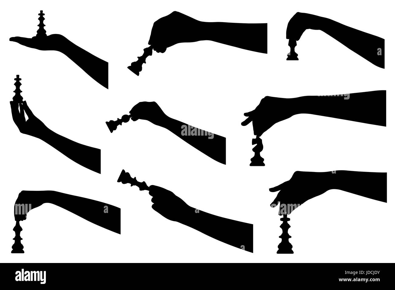 Set of hands holding chess pieces isolated on white Stock Photo - Alamy