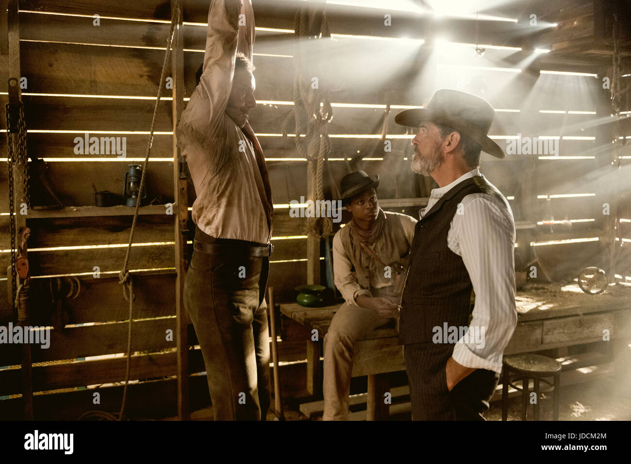 THE SON, Pierce Brosnan, J. Quinton Johnson, Elliot Villar in 'The Plum ...