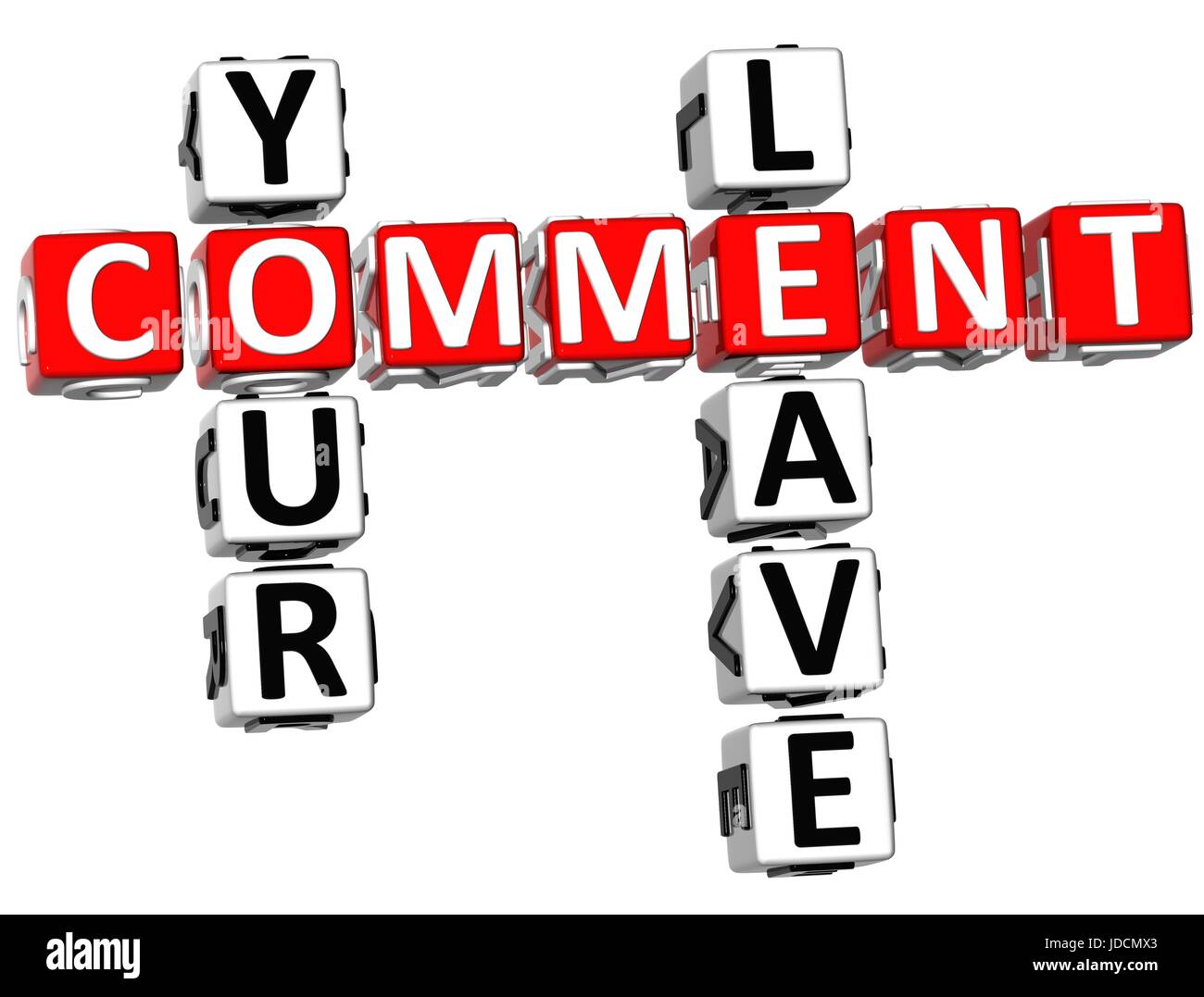 3D Leave Your Comment Crossword on white background Stock Photo - Alamy