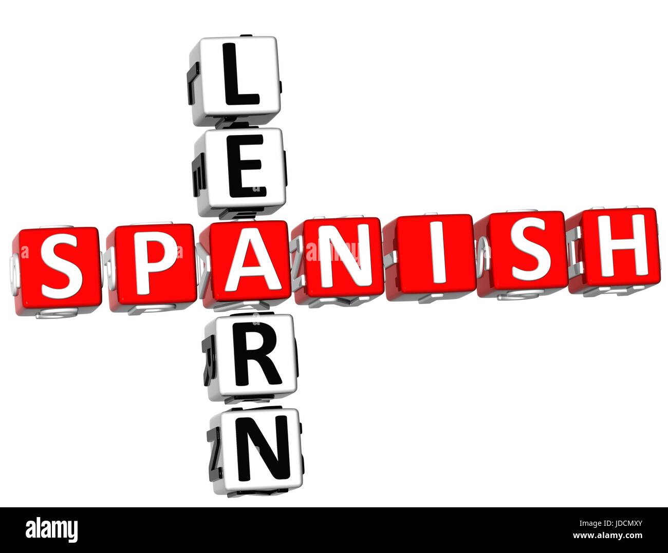 3D Learn Spanish Crossword on white background Stock Photo - Alamy