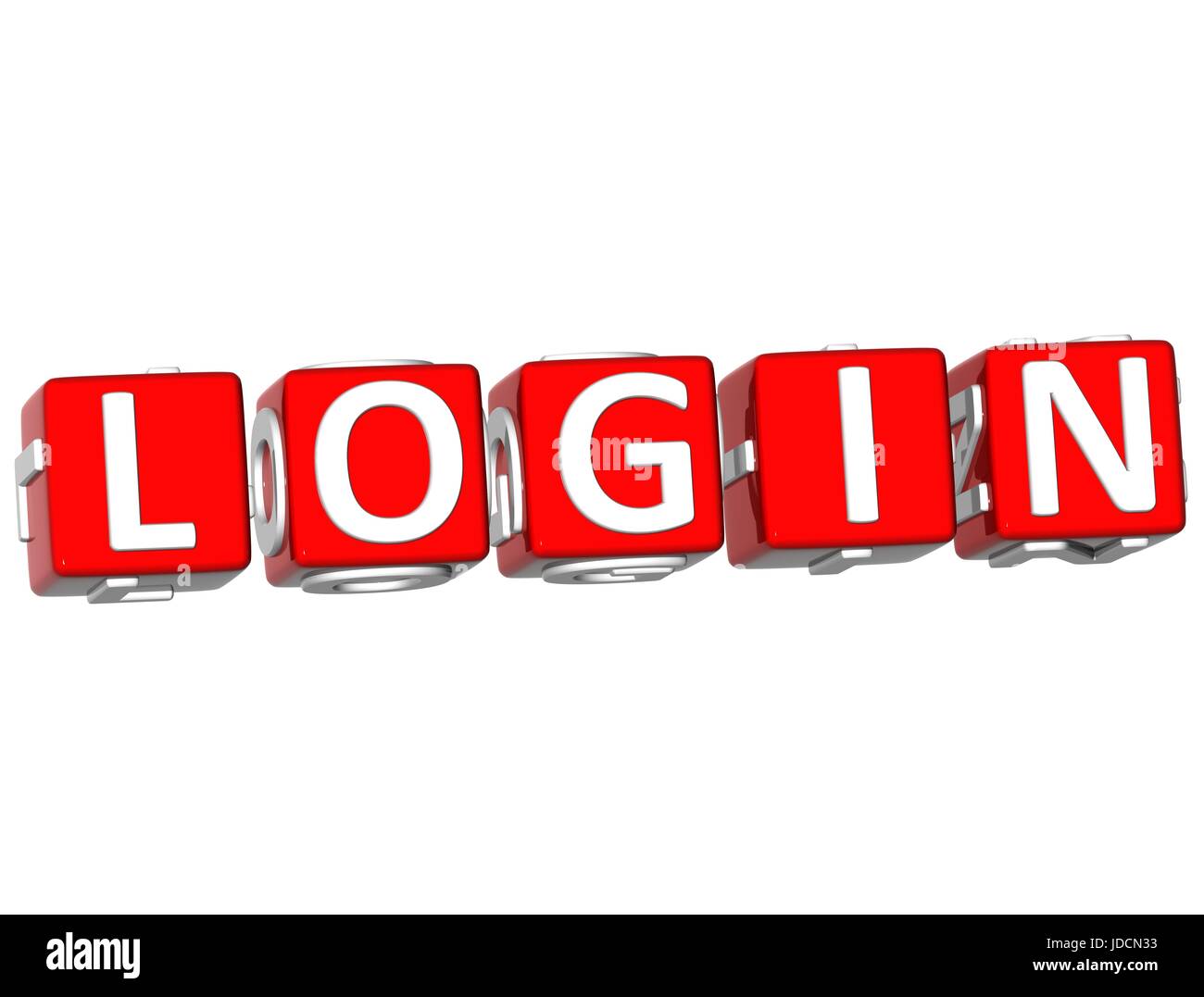 3D Login Cube text on white background Stock Photo - Alamy
