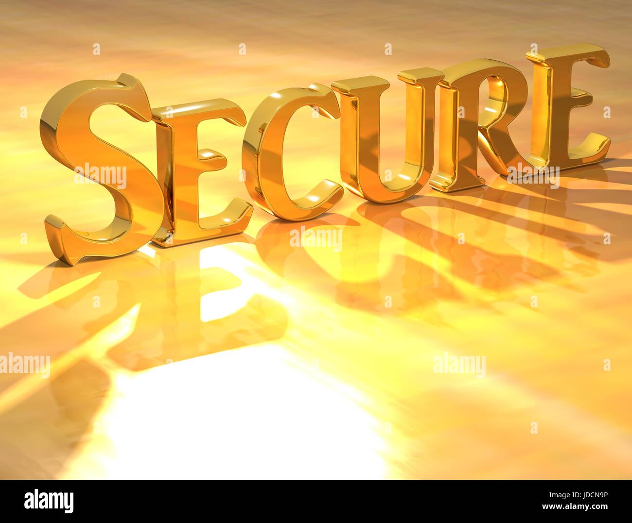 3D Secure Gold text over yellow background Stock Photo - Alamy