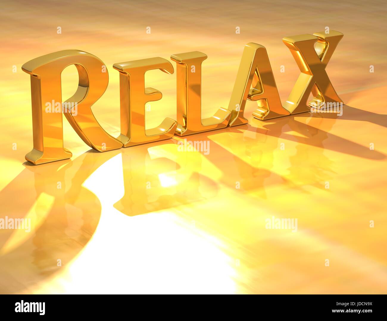 3D Relax Gold text over yellow background Stock Photo - Alamy