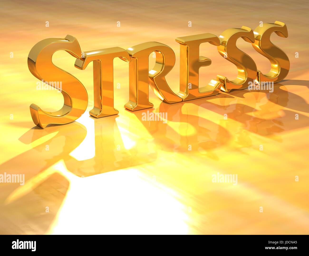 3D Stress Gold text over yellow background Stock Photo - Alamy