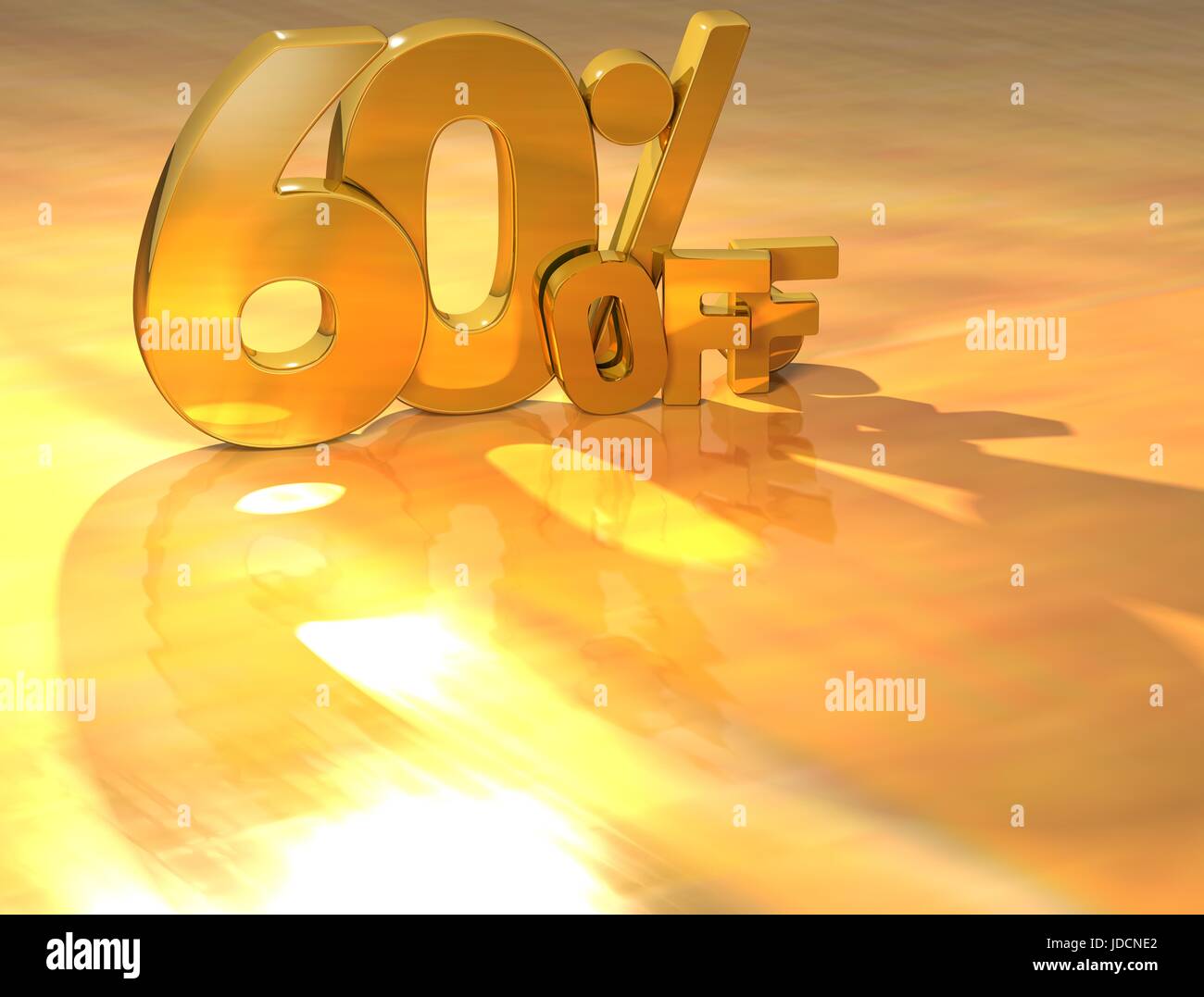3D 60 Percent Gold Text over yellow background Stock Photo - Alamy