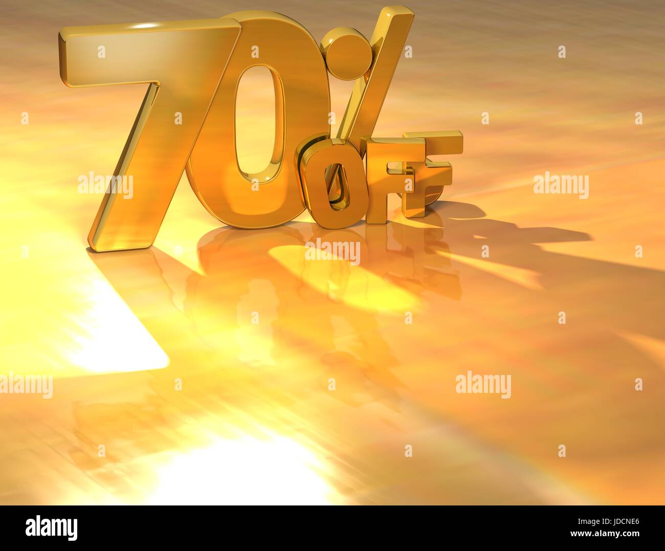 3D 70 Percent Gold Text over yellow background Stock Photo - Alamy