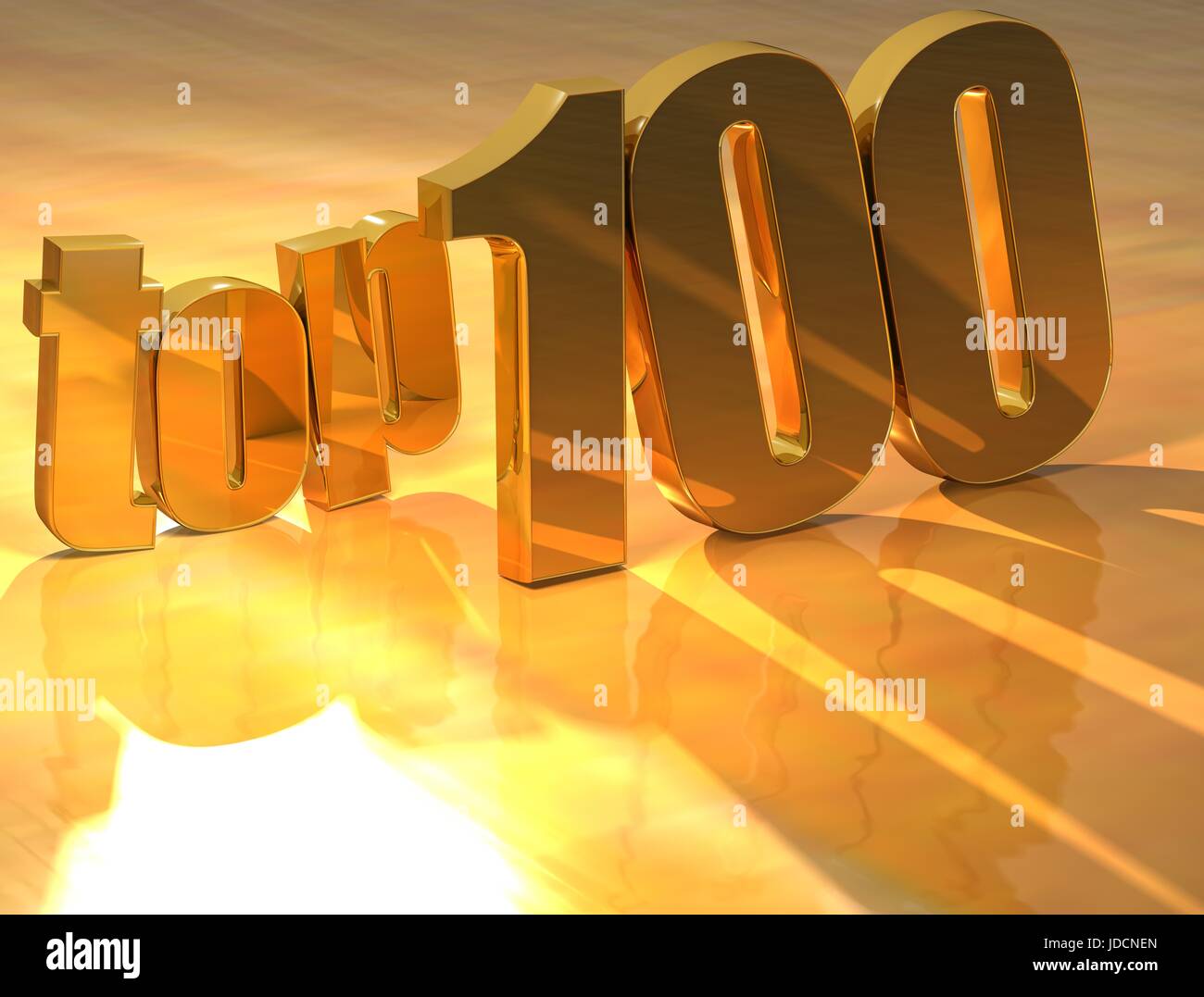 3D Top 100 Gold Text over yellow background Stock Photo - Alamy
