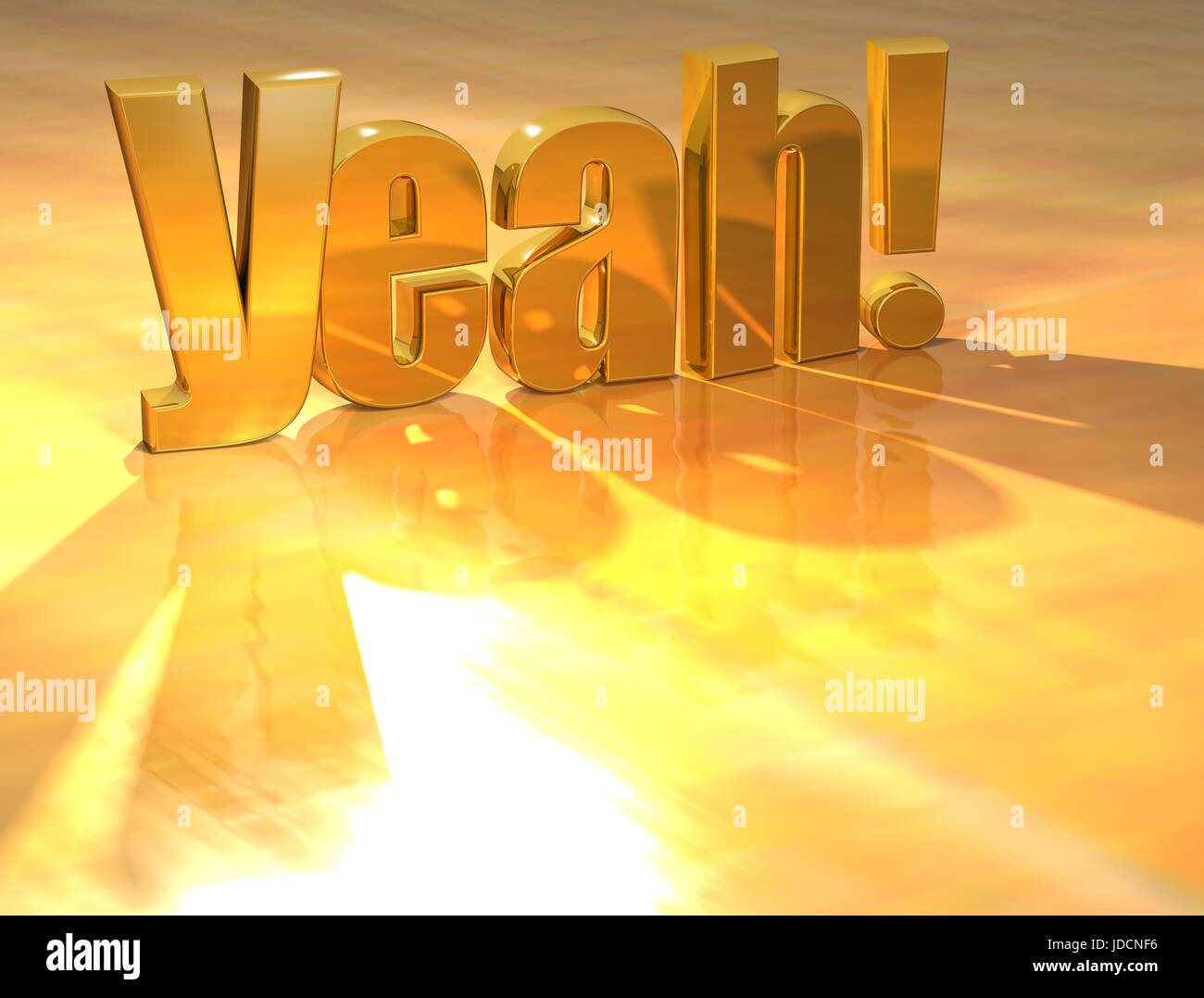 3D Yeah Gold Text over yellow background Stock Photo - Alamy