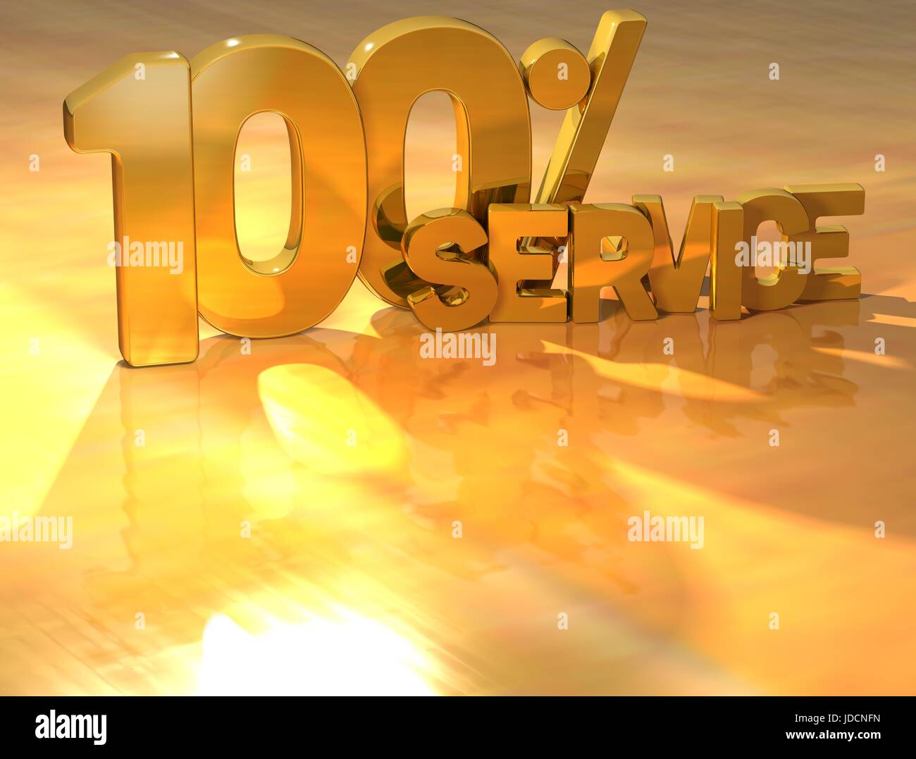 3D 100 Percent Service Gold Text over yellow background Stock Photo - Alamy