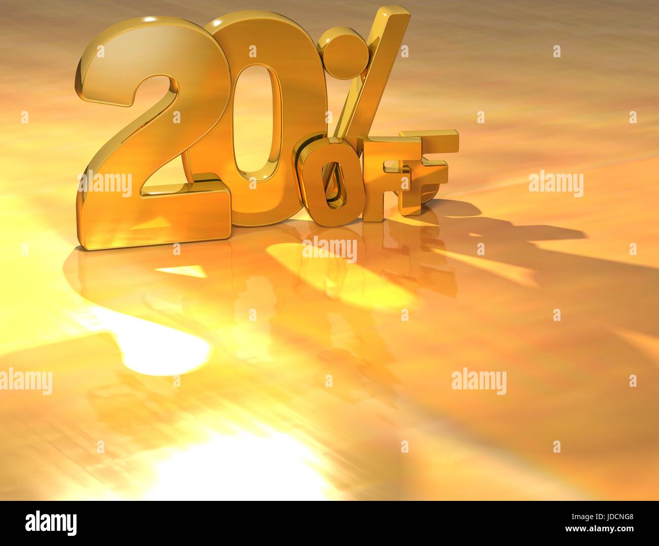 3D 20 Percent Gold Text over yellow background Stock Photo - Alamy