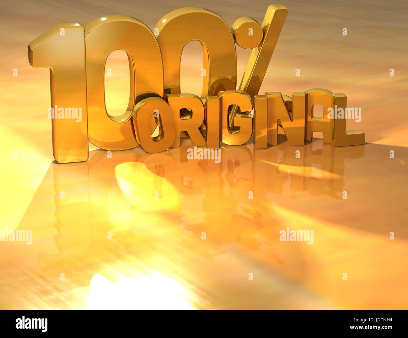 3D 100 Percent Original Gold Text over yellow background Stock Photo ...
